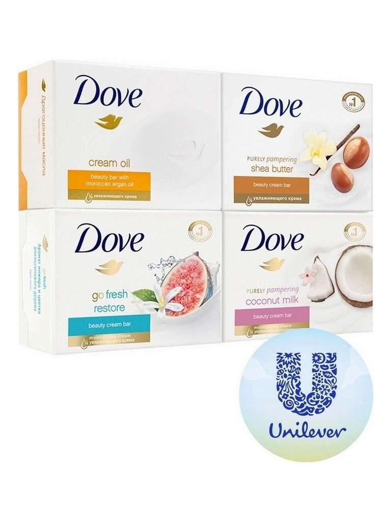 Мыло Dove бессульфатное 4х100 гр