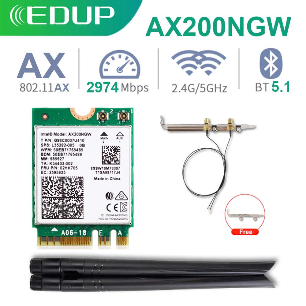 Модуль Wi-Fi Intel Wi-Fi 6 AX200 + антенны